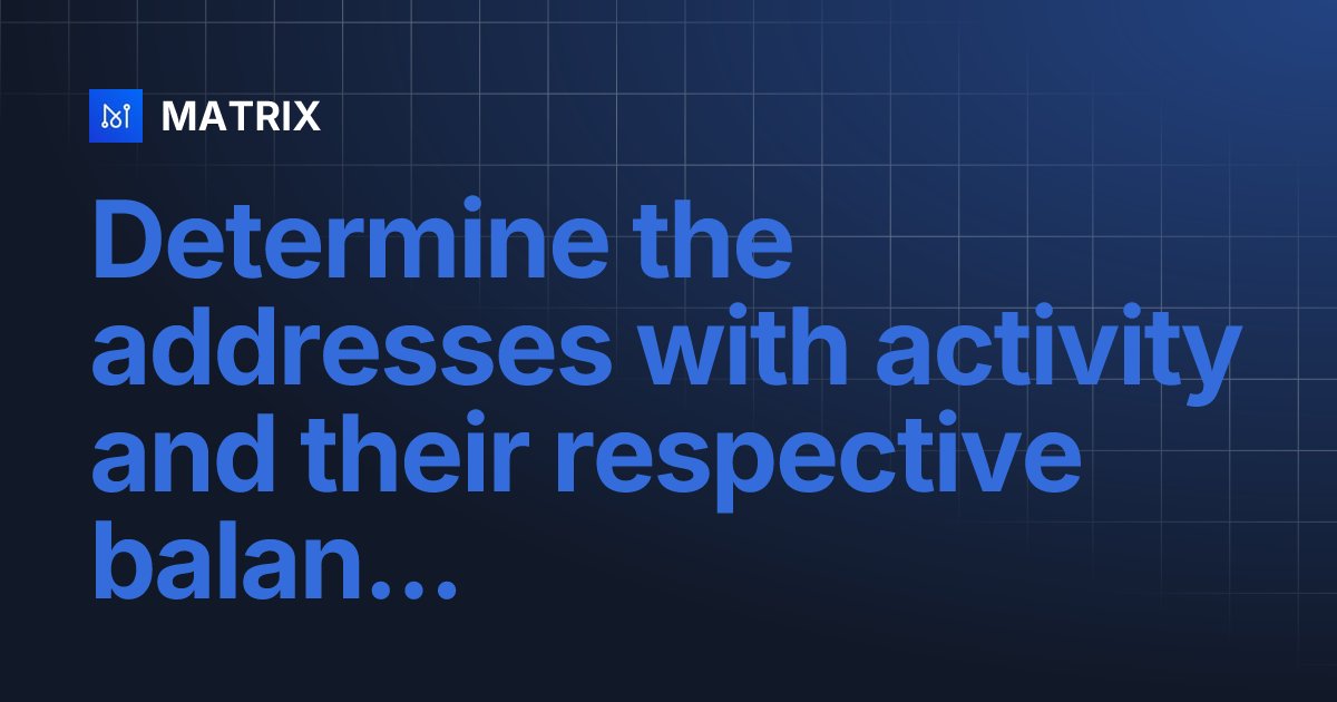 Determine the addresses with activity and their respective balances for ...