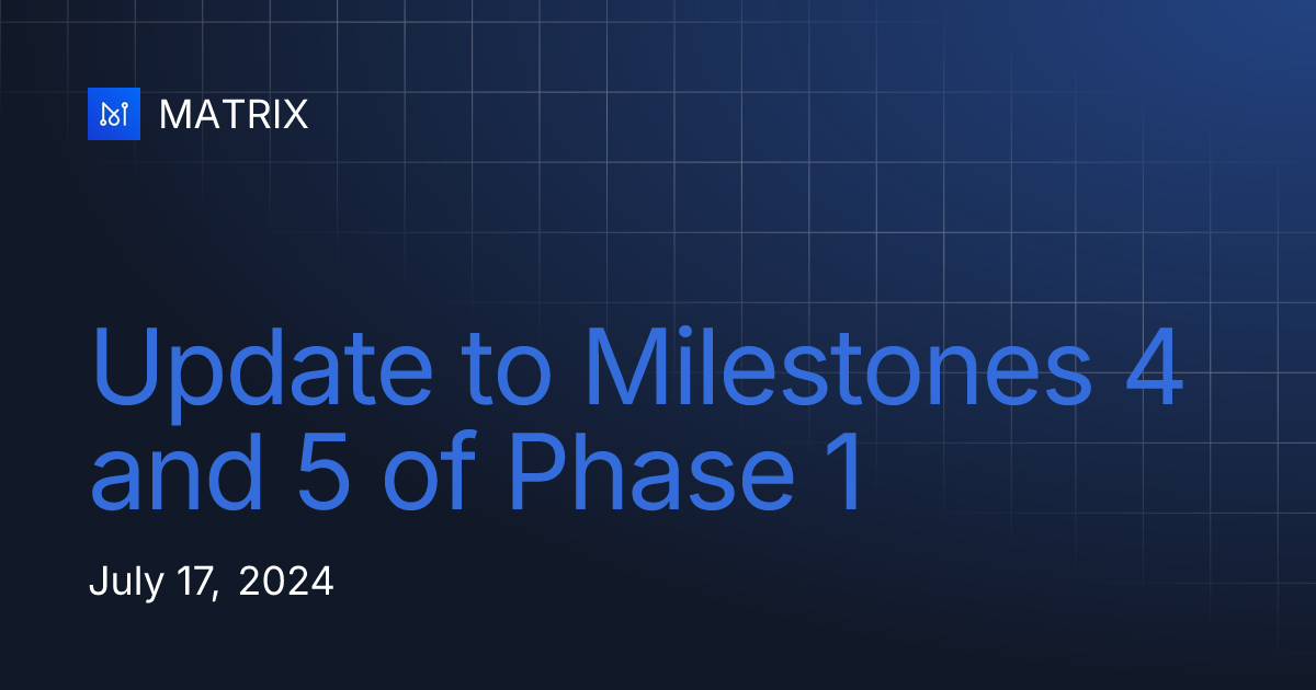 Update to Milestones 4 and 5 of Phase 1 | MATRIX
